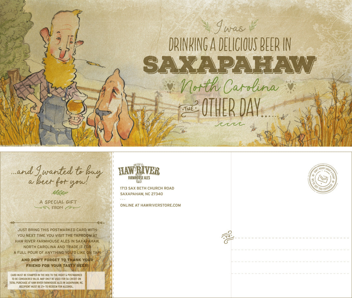 "Buy a Friend a Beer" Postcard – Haw River Farmhouse Ales